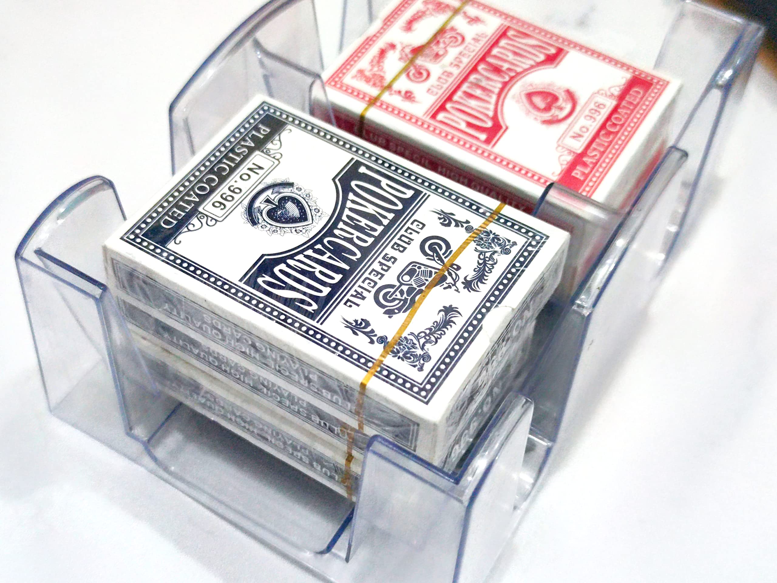 FONBEAR 6-Deck Rotating Playing Card Holder - Smooth 360 Degree Swivel Deck Holder - Playing Card Tray Great for Canasta, UNO, Blackjack, Texas Hold'em, Hand and Foot, Dealing and Discard Accessories