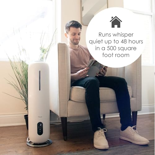 Crane Ultrasonic Cool Mist Tower Humidifier, 2 Gallon,White,EE-6917