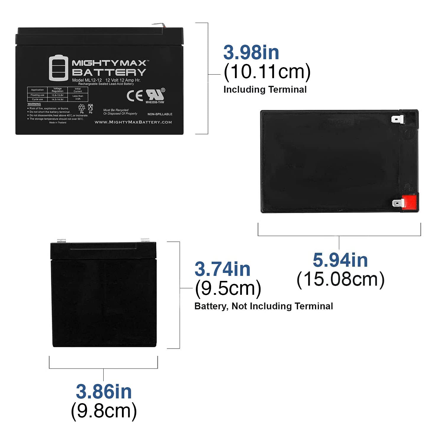 Mighty Max Battery 12V 12AH Compatible Battery for 6-DZM-12 APC Scooter Medical - 4 Pack