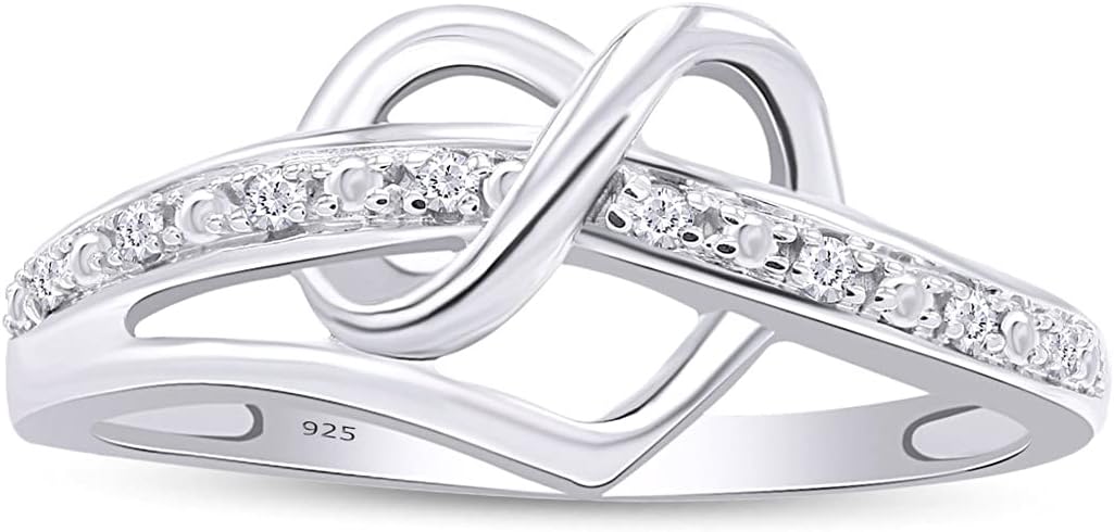 AFFY Sterling Silver Diamond Heart Ring (1/20 cttw, I-J Color, I3 Clarity)