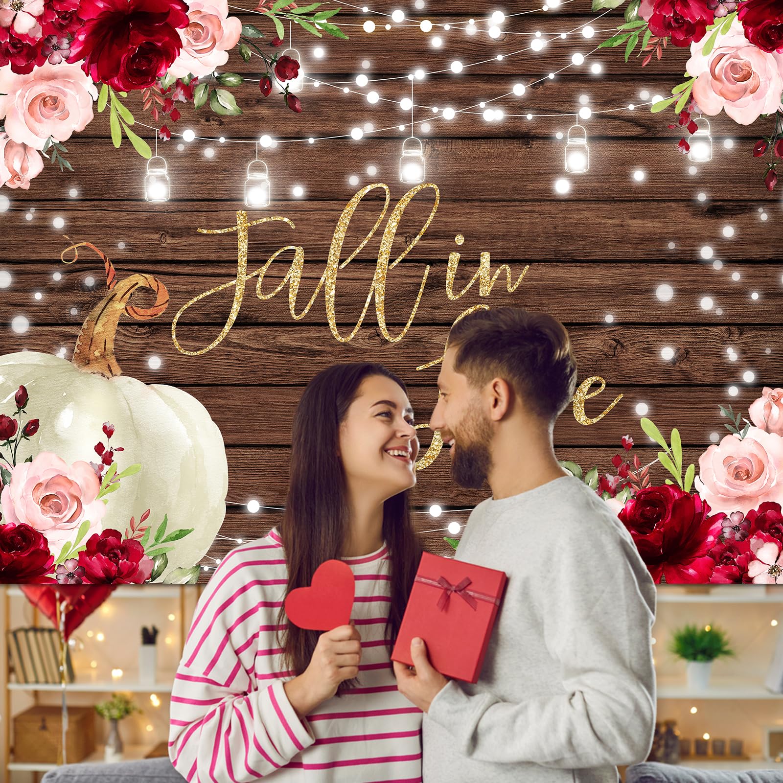 Avezano Bridal Shower Backdrop Rustic Fall Bridal Shower Decorations Fall in Love Backdrop Engagement Wedding Party Decor Wedding Backdrops for Reception 7x5ft