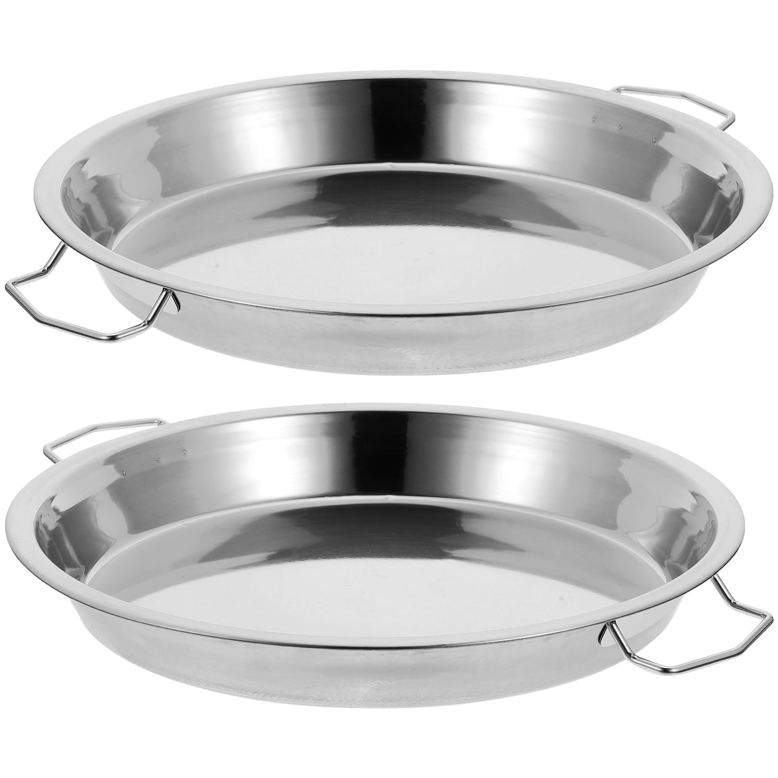 Luxshiny 2PCS Stainless Steel Roasting Pan, Pizza Cake Baking Tray Round Roaster Pan Stainless Steel Drip Pan for Turkey Baking,Roast Chicken