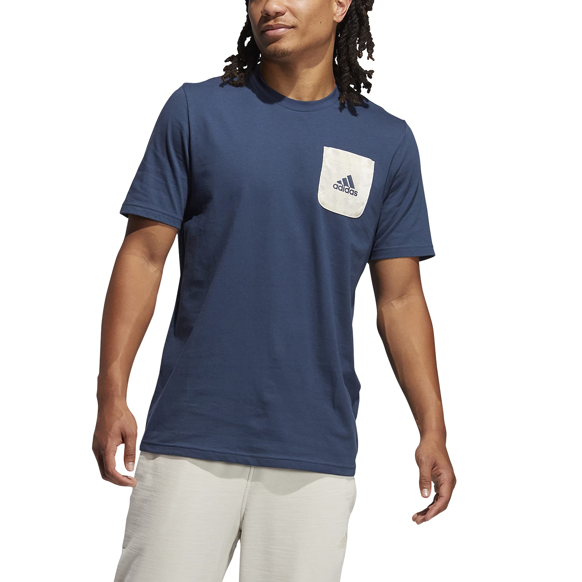 adidas mens Summer PKT Tee Crew Navy/Cream White/Alumina/Wild Pine XX-Large