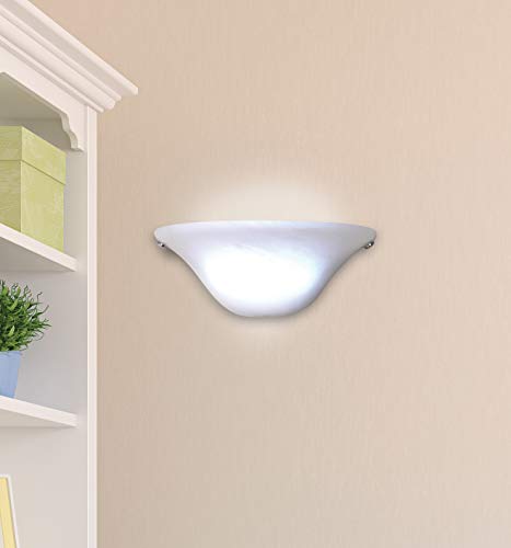 It's Exciting Lighting IEL-4300 Frosted Marble Glass Half Moon Sconce With Frosted Marbleized Glass Shade In Half Moon Shape, Battery Operated With No Electrical Outlet Required