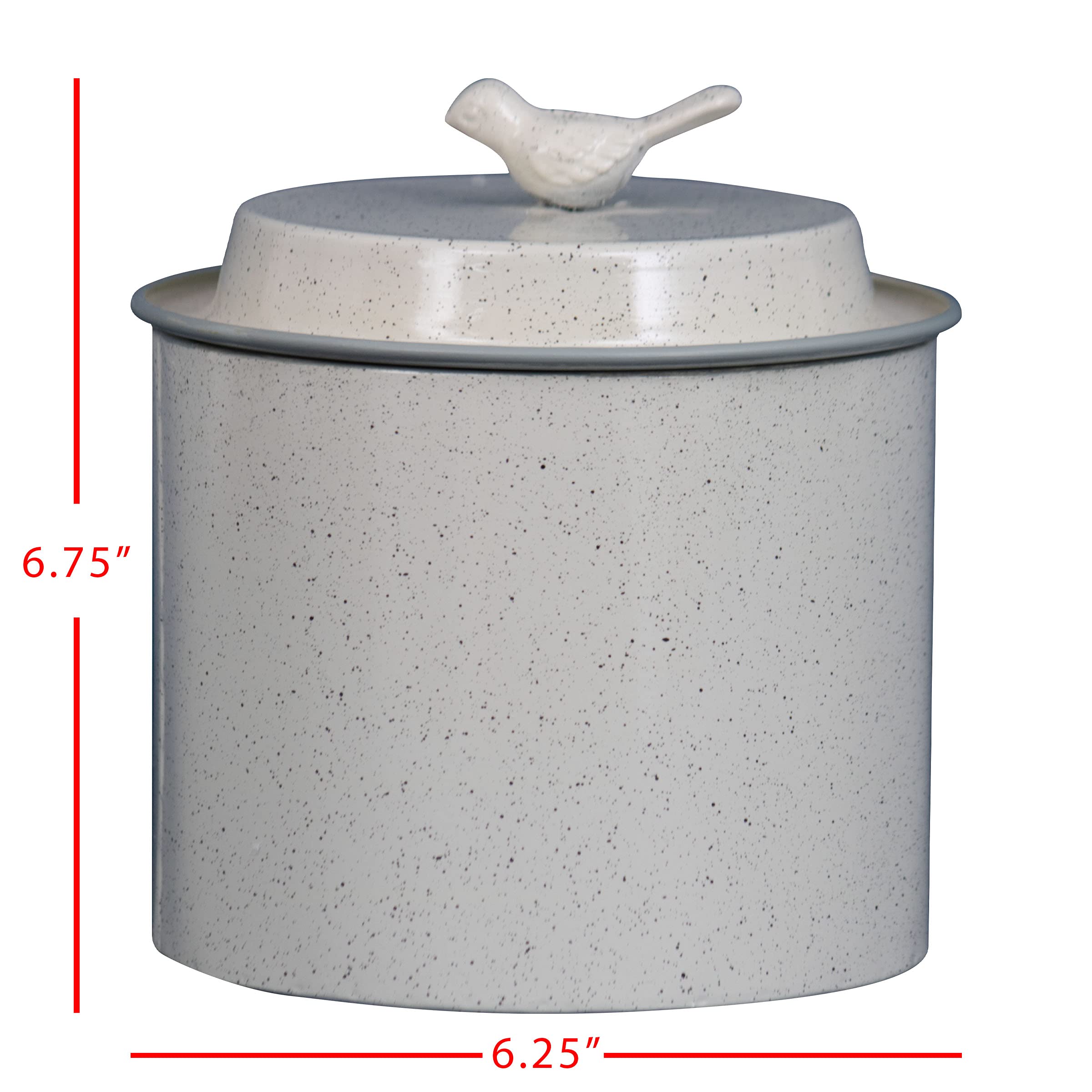 Foreside Home & Garden Off- White Enamel Metal Lidded Decorative Storage Trinket Box FDDD10075