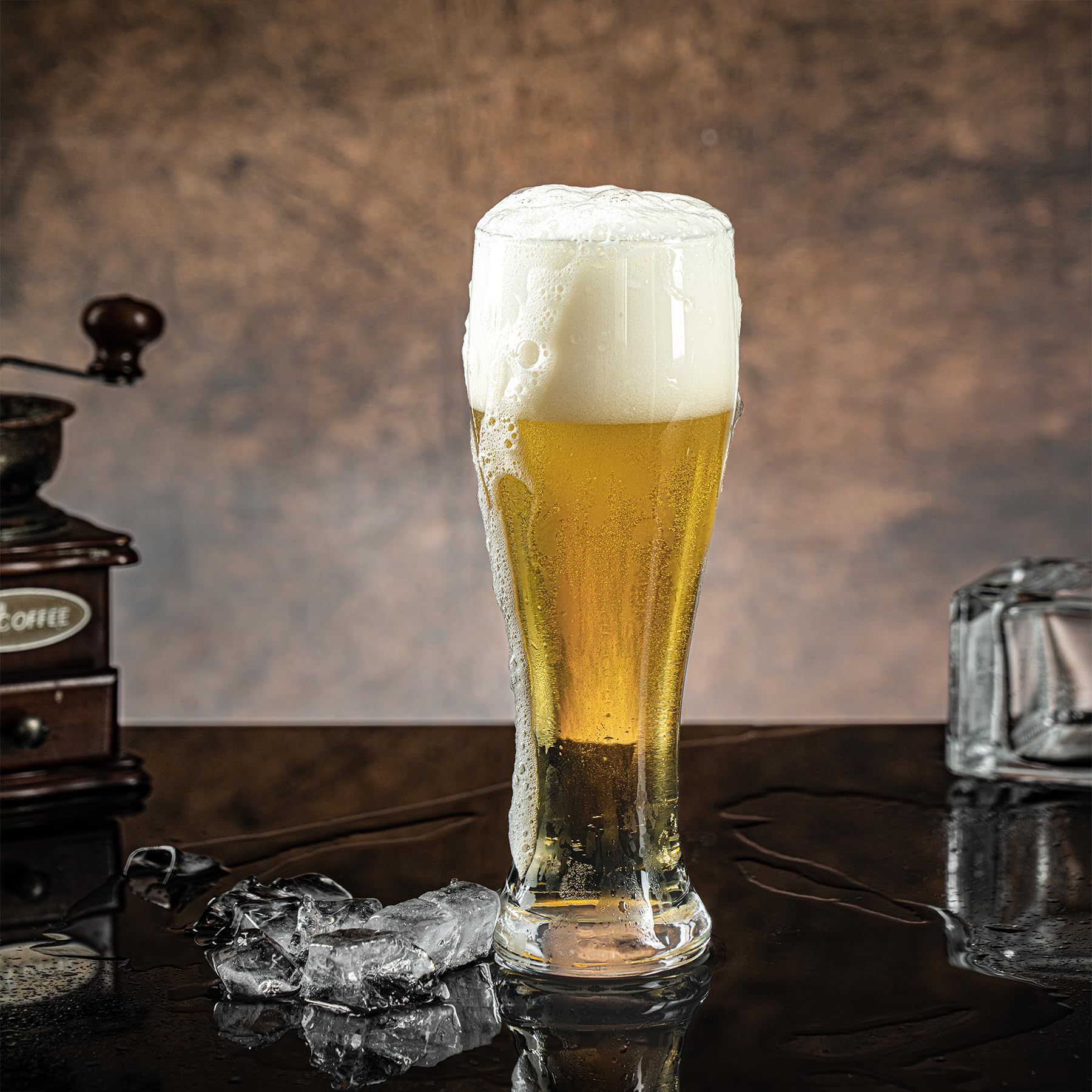 Burns Glass Bar Glasses, Classic Pilsner Glass Tall Beer Glasses with Heavy Base, 24 Oz. (Set of 2)