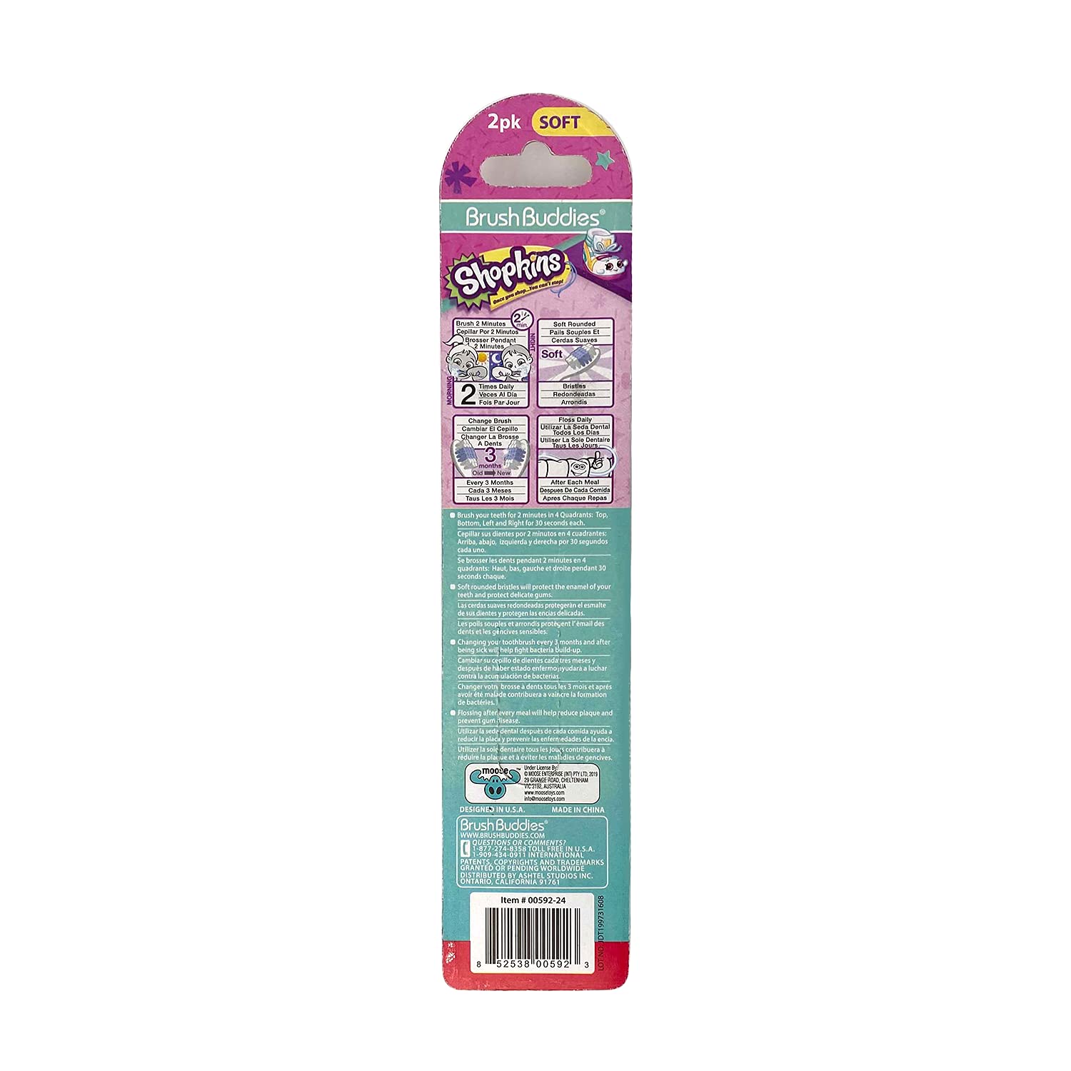 Brush Buddies 2 Piece Shopkins Toothbrush