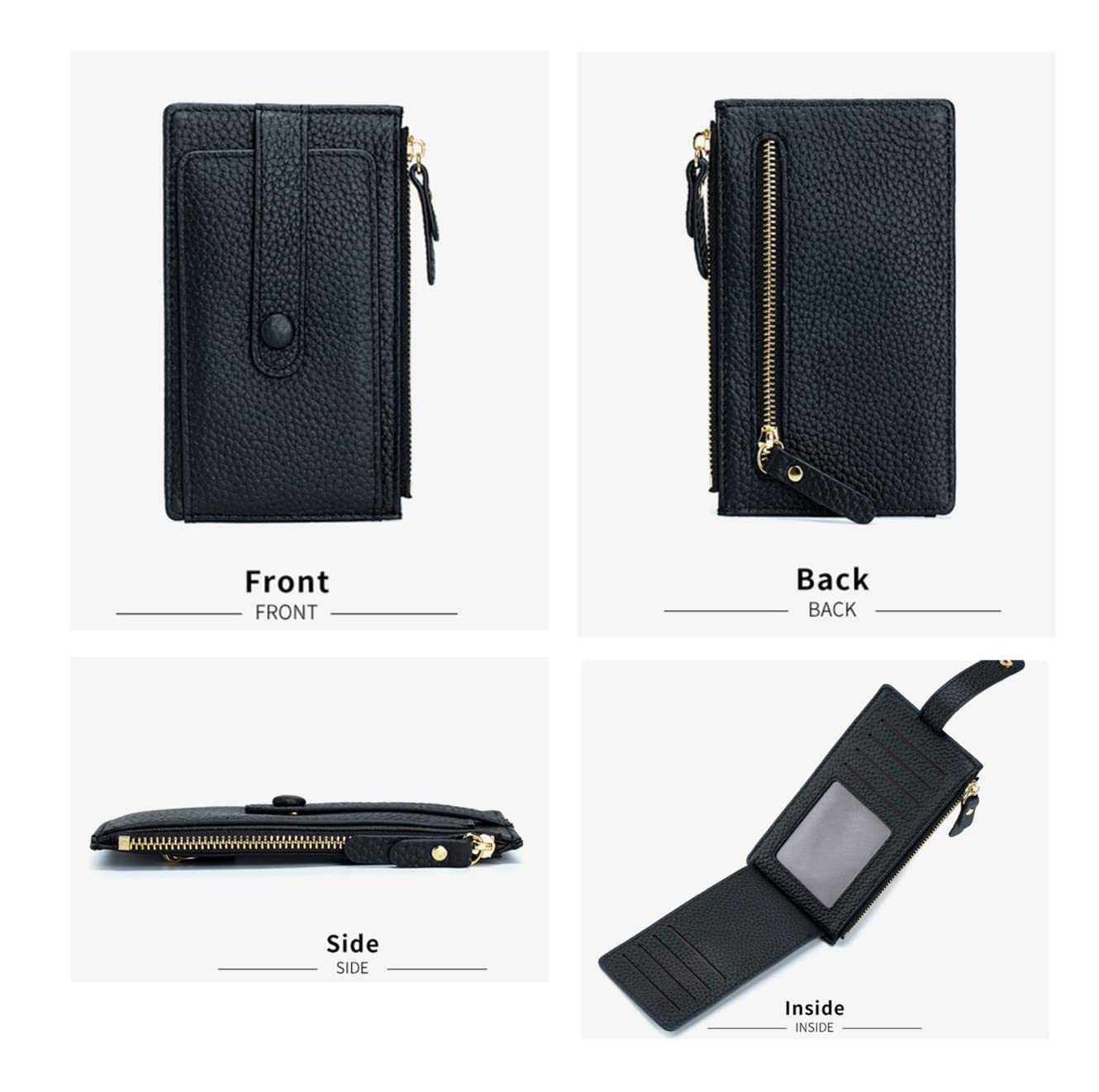 Genuine Leather Women's Slim Wallet Thin Small Purse Bifold ID Card Holder (D2 Dusty Pink)