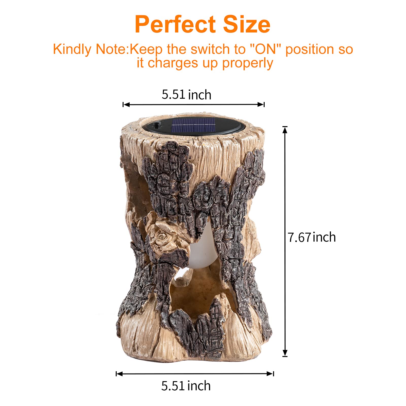 Fire Lights Outdoor Flickering, Solar Lights Outdoor Garden, Flickering Flame Solar Stump Light , Patio Lights Outdoor Waterproof , Solar Flame Lights Outdoor, Fake Campfire