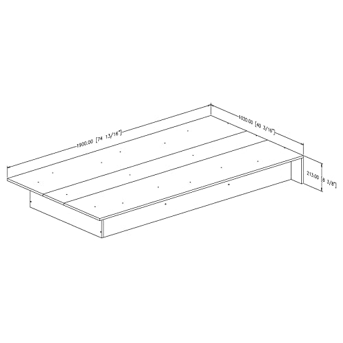 South Shore Libra Twin Platform Bed (39''), Gray Oak