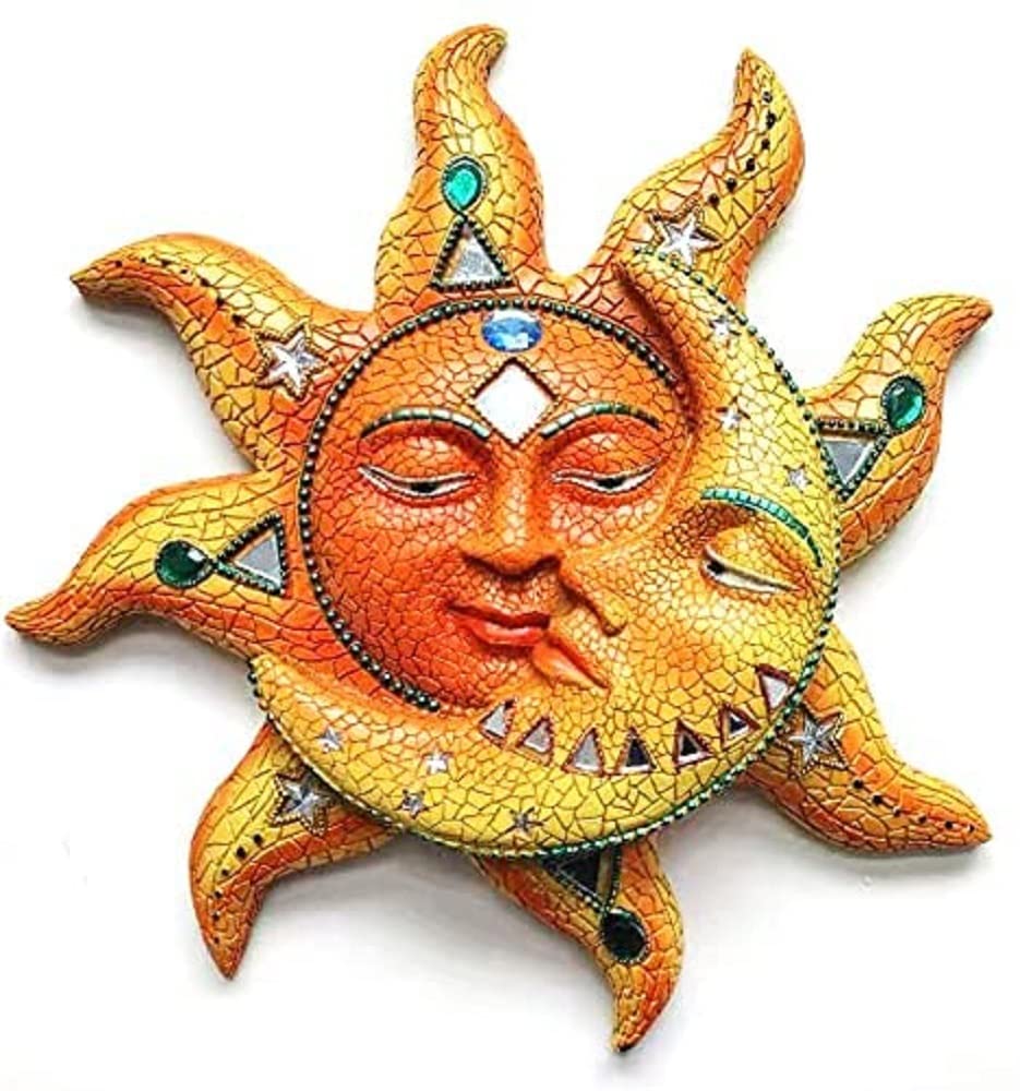 George S. Chen Imports Polyresin Mosaic Celestial Moon Wall Decor Sun Hanging for Indoor Outdoor Home Garden (Large, 63151-1)