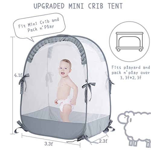 L RUNNZER Pack N Play Tent, Baby Pop Up Crib Tent to Keep Baby In, Crib Net for Pack And Plays, Mini Cribs & Play Yards to Stop Baby from Climbing Out, Pop Up Design & Breathable Mesh