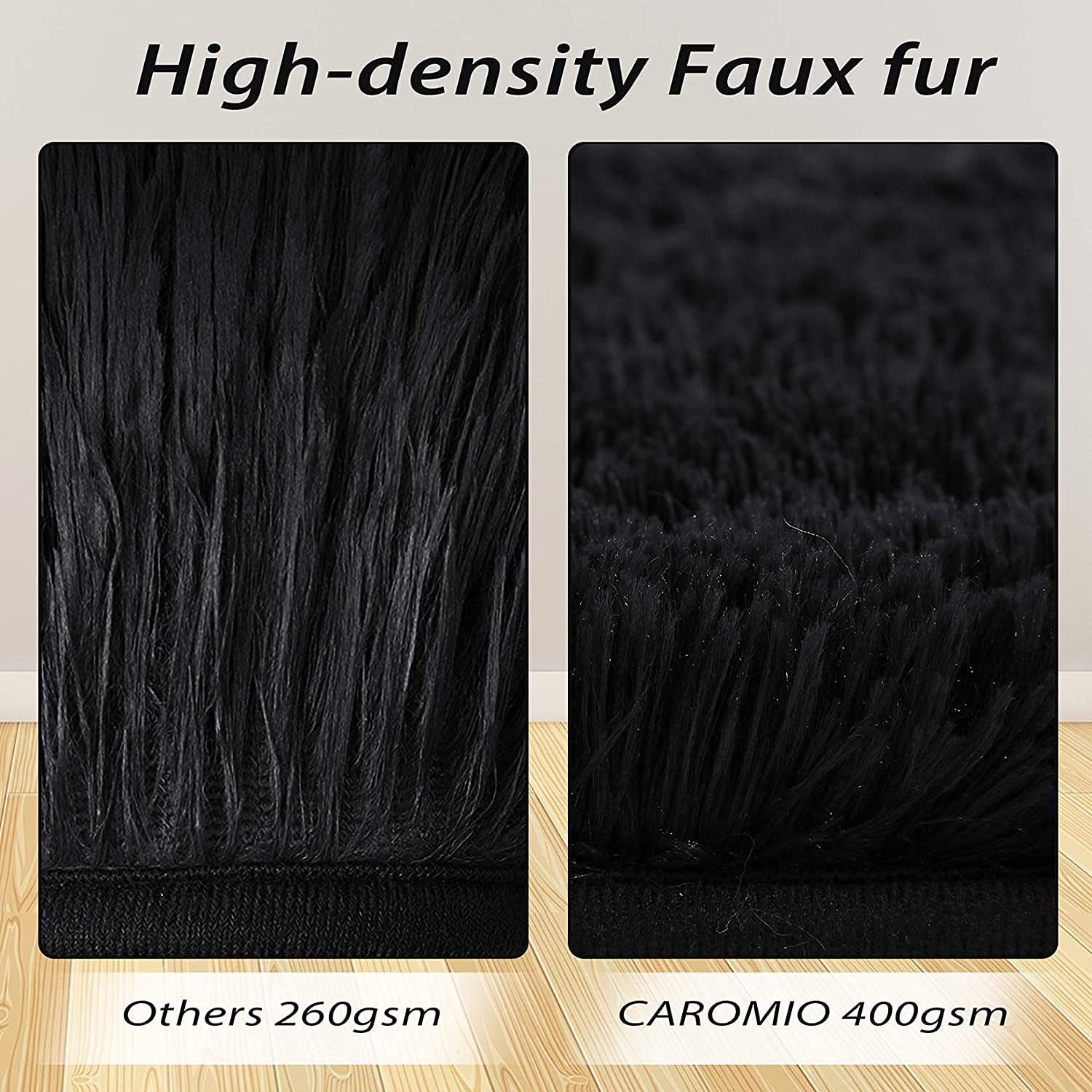 CAROMIO Fluffy Area Rug Plush Fluffy Shag Rugs 9' x 12' Extra Soft and Comfy Modern Indoor Shaggy Carpet Rugs for Bedroom Living Room Girls Kids Nursery Fluffy Area Rug, Black
