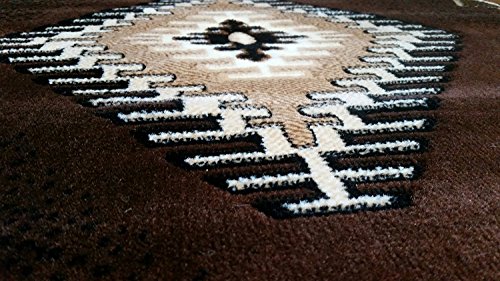 Southwest Native American Round Indian Kingdom Chocolate Brown Design D143 (4 Feet X 4 Feet)