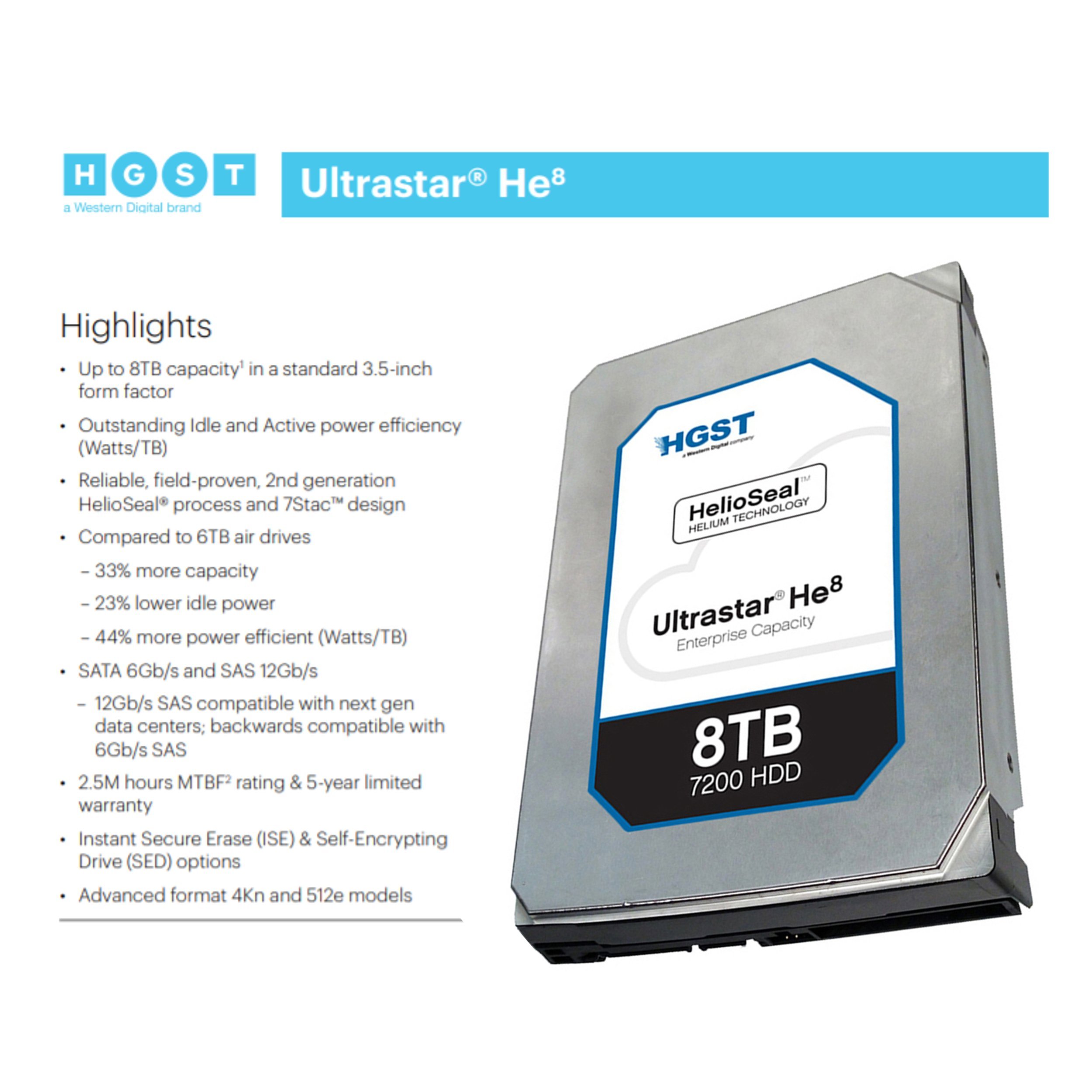 HGST HUH728080ALE600 0F25739 8000GB 7,2K RPM SATA 128MB 3.5" HDD