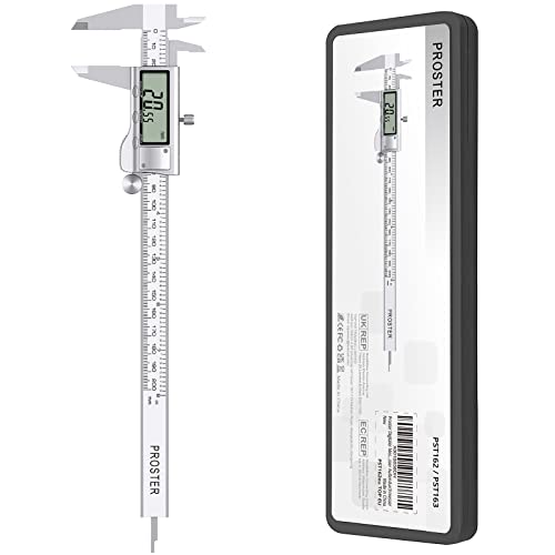 Proster Digital Vernier Caliper 8inch 200mm - Stainless Steel Electronic Caliper Fractions/Inch/Metric Caliper Measuring Tool for Length Width Depth Inner Diameter Outer Diameter