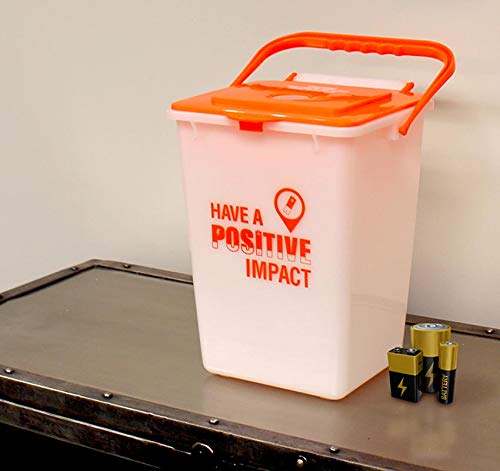 Busch Systems 5 Pack Battery Recycler - Indoor E-Waste Recycling Bin - Orange/Natural