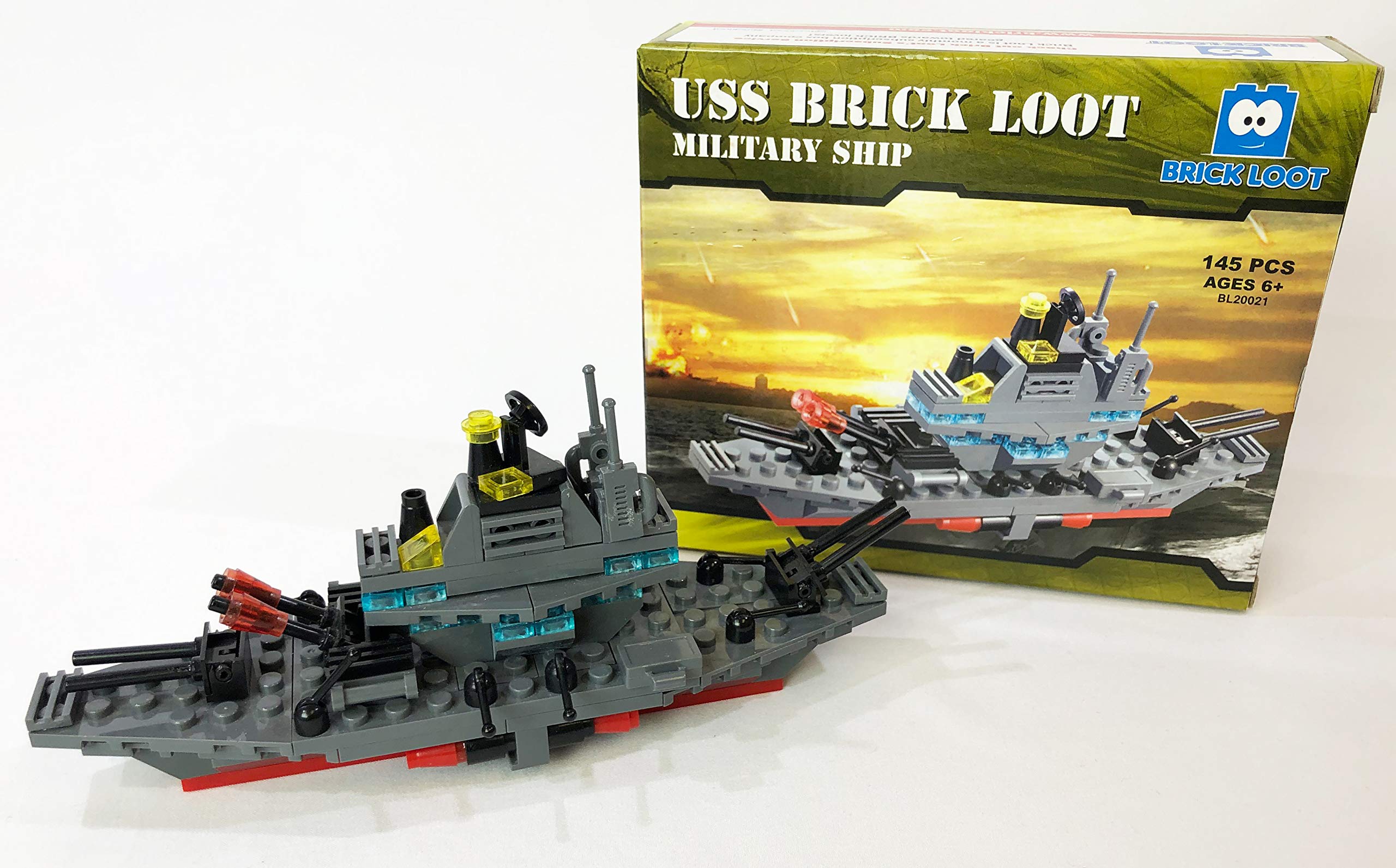 Brick Loot USS Naval Military War Weapon Ship- Brick Building Blocks - Quality Bricks - Compatible with Lego and All Major Brands