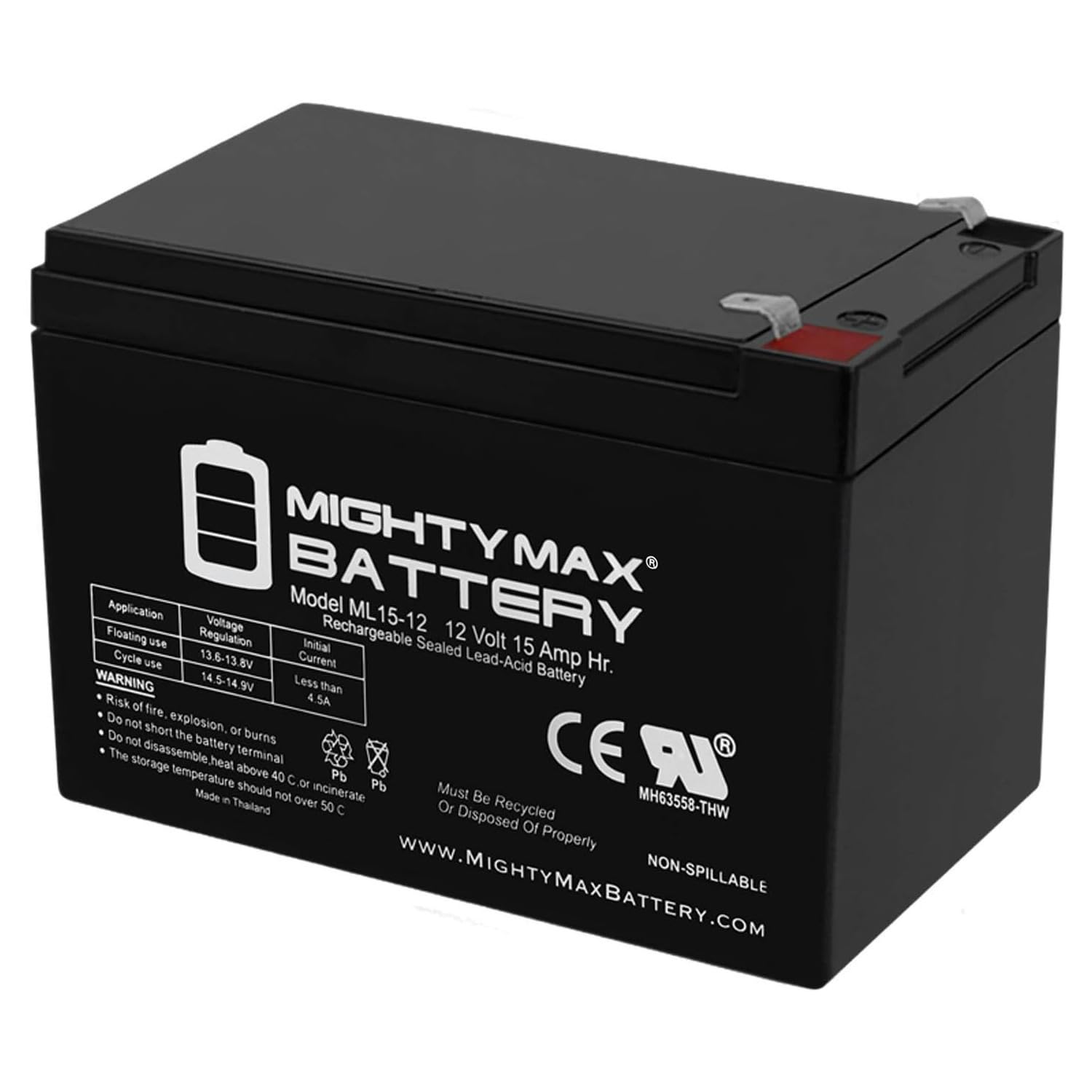 Mighty Max Battery 12V 15AH F2 SLA Battery for Goal Zero YETI 150 Solar Generator