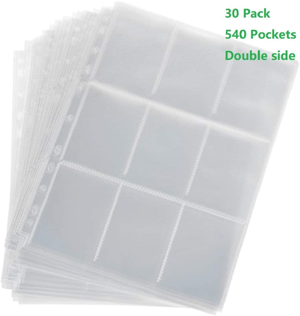 CARDALLTRY Trading Card Sleeves 540 Pockets Transparent Waterproof Game Card Sleeves Card Collection Binder (30 Pages)