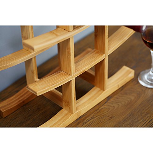 Mosa Natural Bamboo 12 Bottle Wine Rack (11.8" X 5.7" X 16.3"), Wood Wine Rack Countertop Wooden Wine Accessories