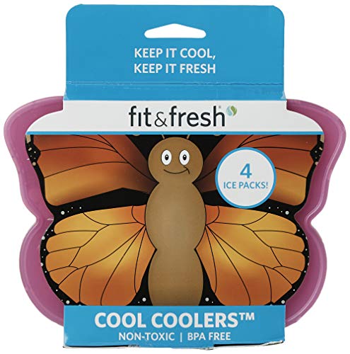 Fit & Fressh Shaped Slim Ice Packs, Colorful & Reusable, Perfect for Kids Insulated Lunch Bag, Bento Box, & More, Butterfly