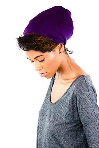 Grace Eleyae GE Sleep Cap | Slap Silky Sleeping Stylish Beanie Hat Premium Quality Head Cover for Curly Hair Women Soft & Smooth Sleep Caps (Purple)
