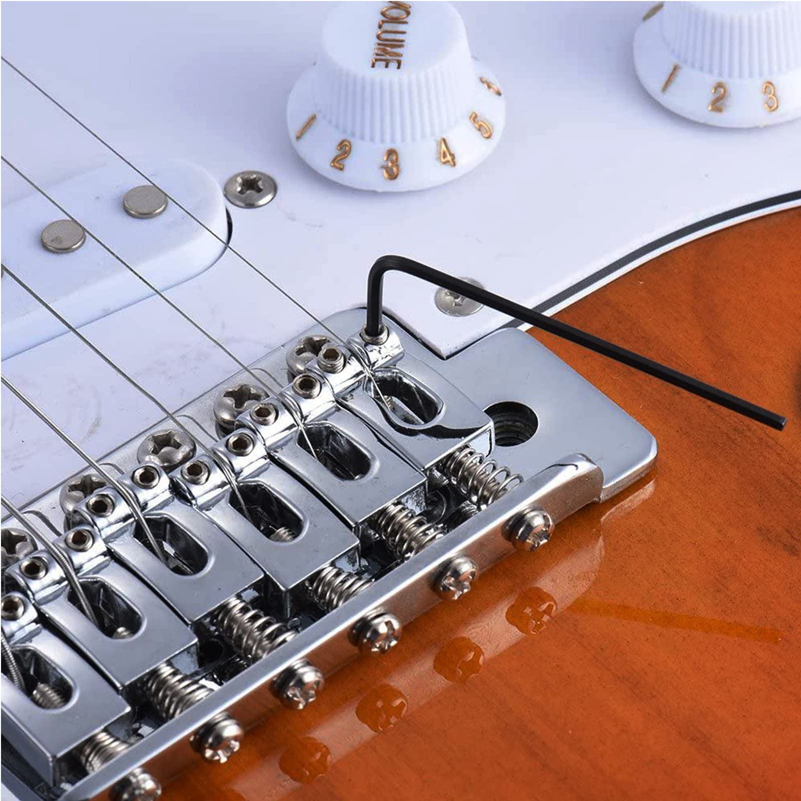 Frautron 11pcs Guitar Allen Wrench Set, Includes 1.5mm, 2mm, 2.5mm, 3mm, 4mm, 5mm, 1/20in, 1/8in, 3/16in, for Most Guitar & Bass Neck Truss Rod Bridge Nut Locking Screw Adjustment