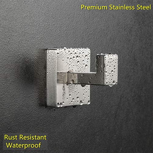 YGIVO Bathroom Hooks, Towel Robe/Coat Clothes Hook Brushed Nickel SUS304 Stainless Steel Square Hanger Wall Hooks Heavy Duty for Bath Kitchen Bedroom Garage Hotel Wall Mounted 2 Pack