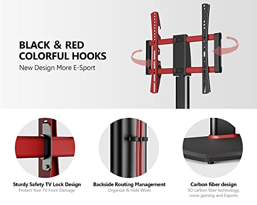 FITUEYES Universal TV Stand Base for 32-55 60 inch TV, 2.22 FT Table Top TV Stand with Swivel Mount & Wood Base, Height Adjustable, Max Load 88 lbs, Black