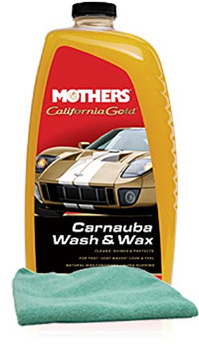 Mothers California Gold® Carnauba Wash & Wax (64 oz), Bundled with a Microfiber Cloth (2 Items)