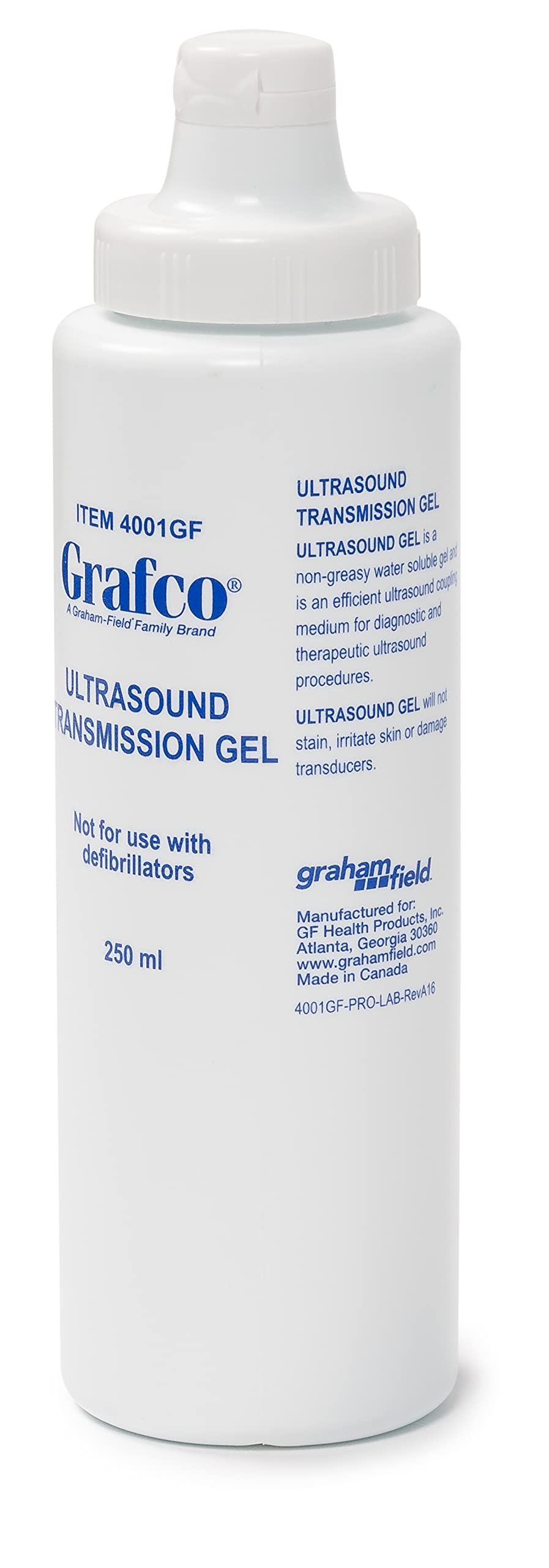 Grafco Ultrasound Transmission Gel, Hypoallergenic, 250 ml, Pack of 12, 4001GF