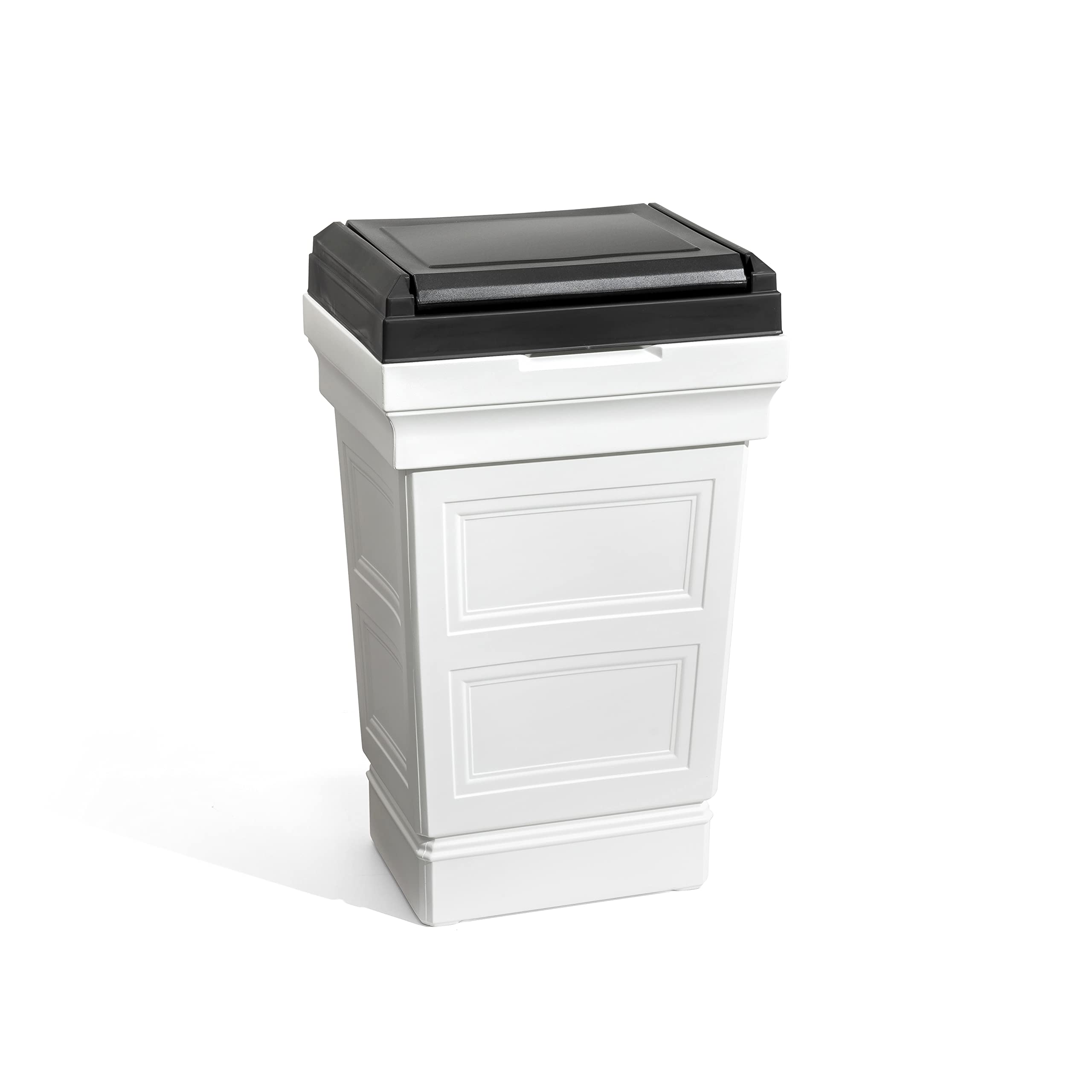 Step2 Atherton Large Garbage Container, Indoor/Outdoor Durable & Stylish Trash Can with Lid, Weather-Resistant, Classic White