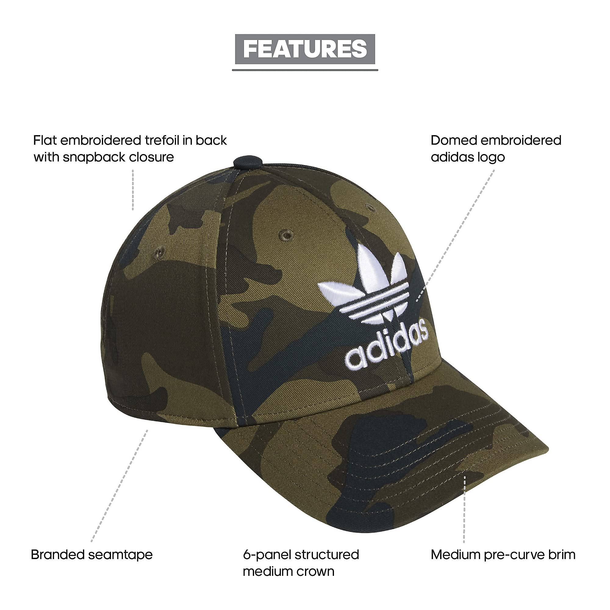 adidas Originals Men's Originals Icon Precurve Snapback, Trace Khaki/Black, One Size