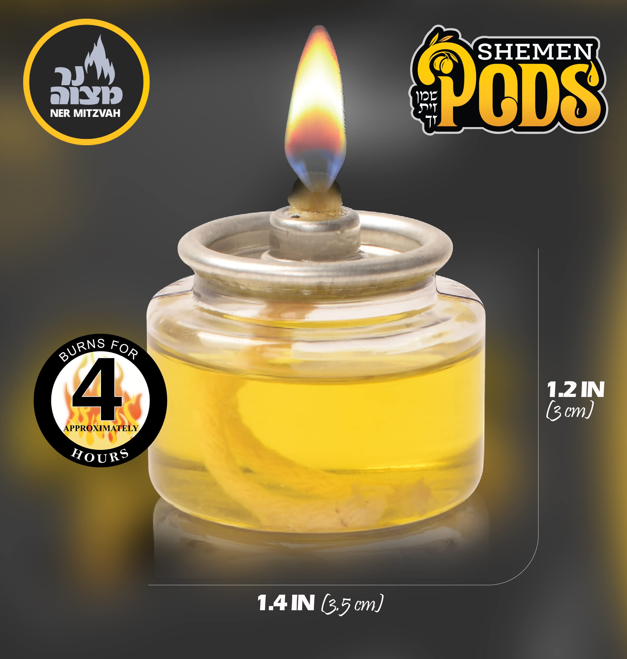Ner Mitzvah Extra Virgin Olive Oil Shabbat Candles - 4 Hour Olive Oil Candles - 24 Pack Pre-Filled Shabbos Candles with Quick Light Technique