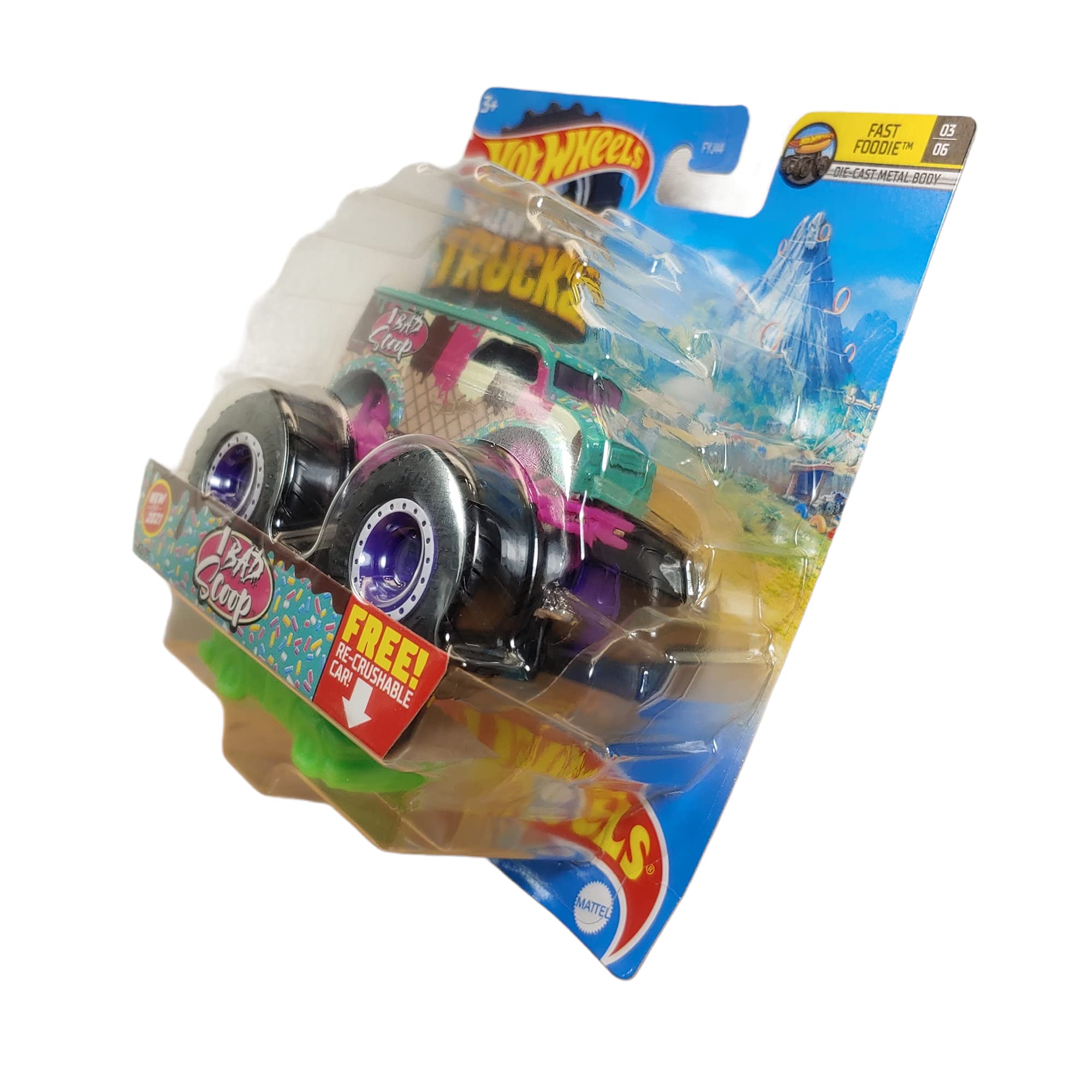Hot Wheels Monster Trucks 1 Bad Scoop, Re-Crushable 42/75 1:64 Scale die cast