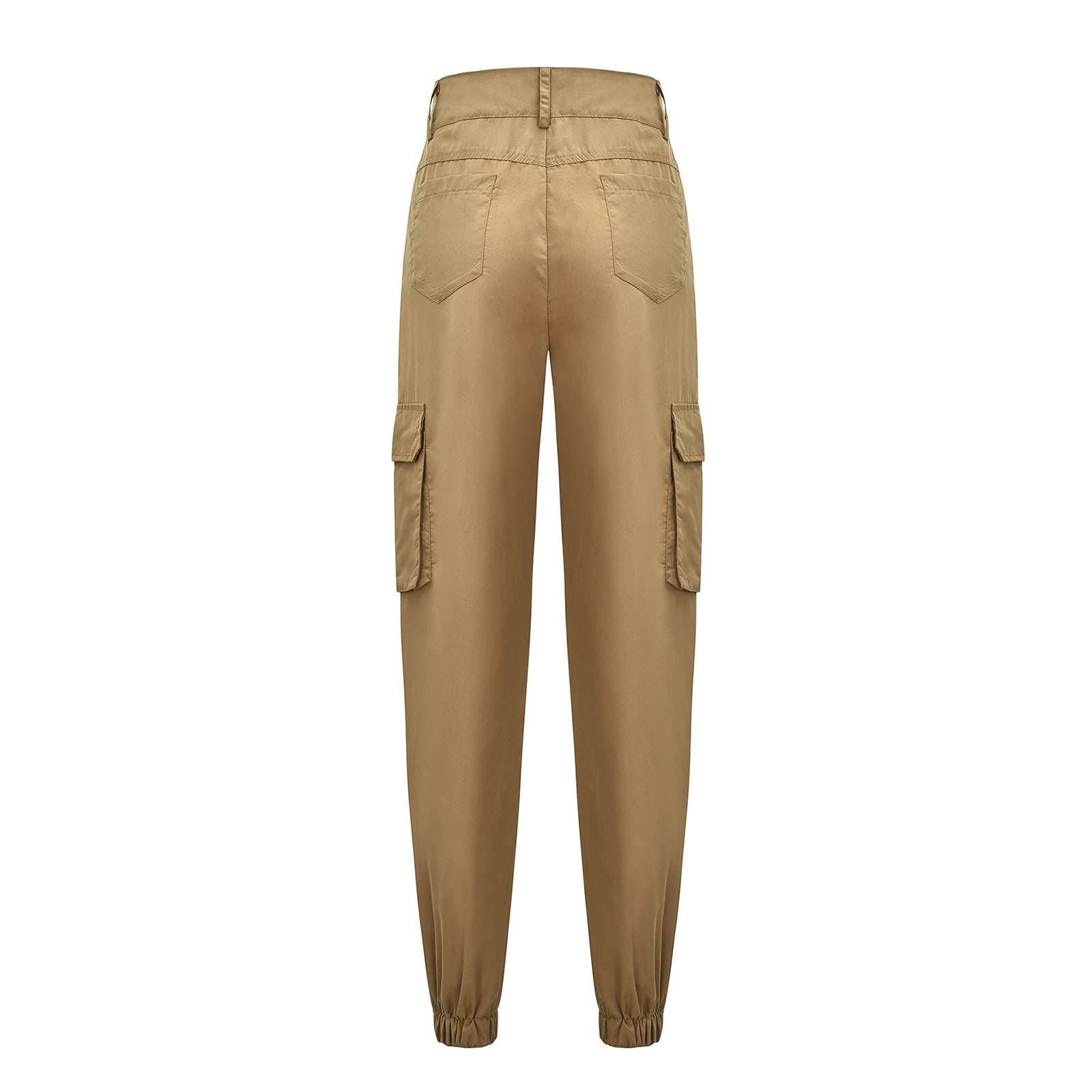 Bravetoshop Women's Cargo Pants Slim Fit Multi-Pocket Casual Pants Lightweight Outdoor Combat Hiking Trousers (Khaki,S)