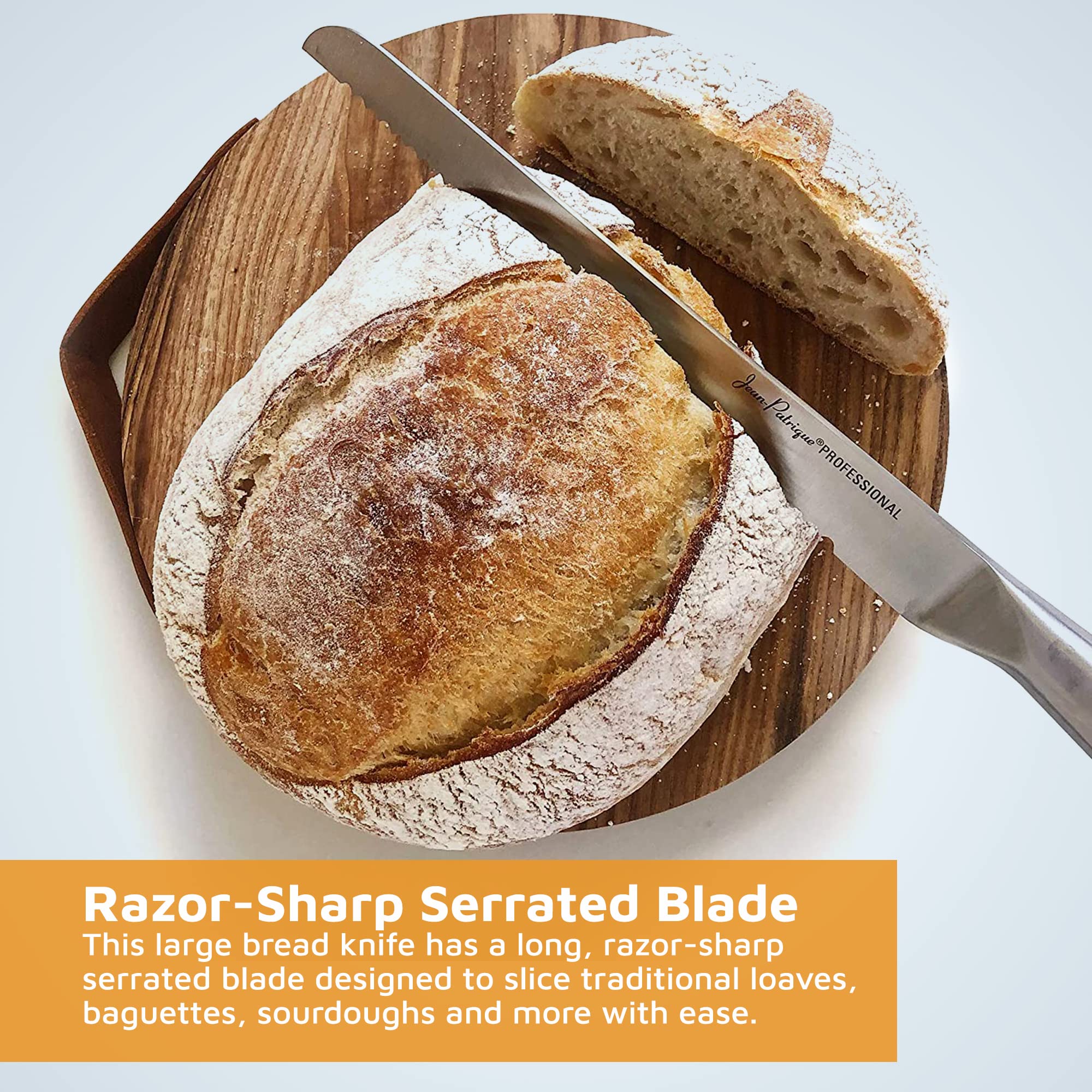 Jean-Patrique Chopaholic Stainless Steel Bread Knife - Single Forged Ergonomic Design Kitchen Cookware Bakeware | 9 Inch