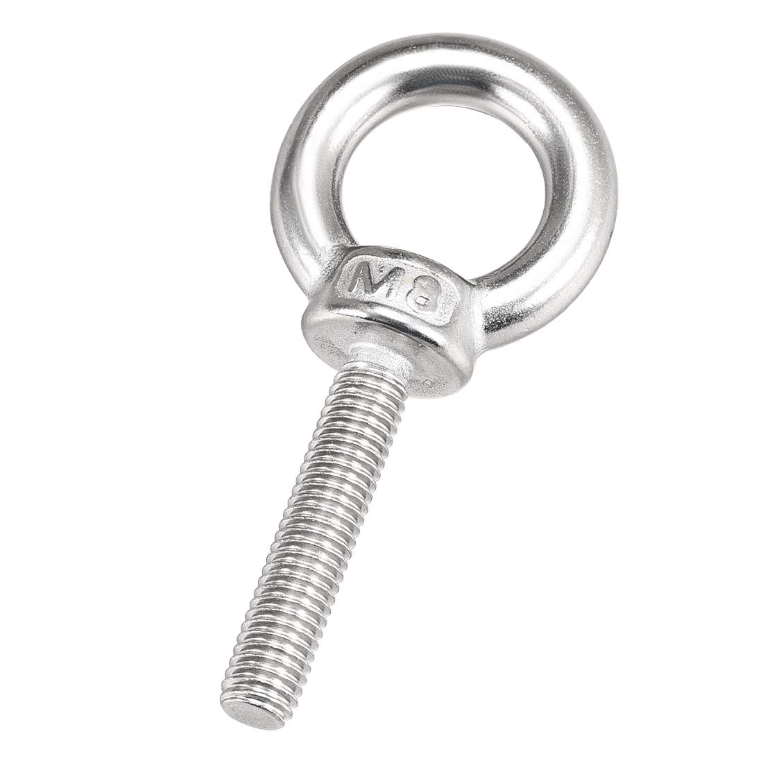 uxcell Lifting Eye Bolt M8 x 40mm Male Thread 304 Stainless Steel for Hanging, Pack of 5