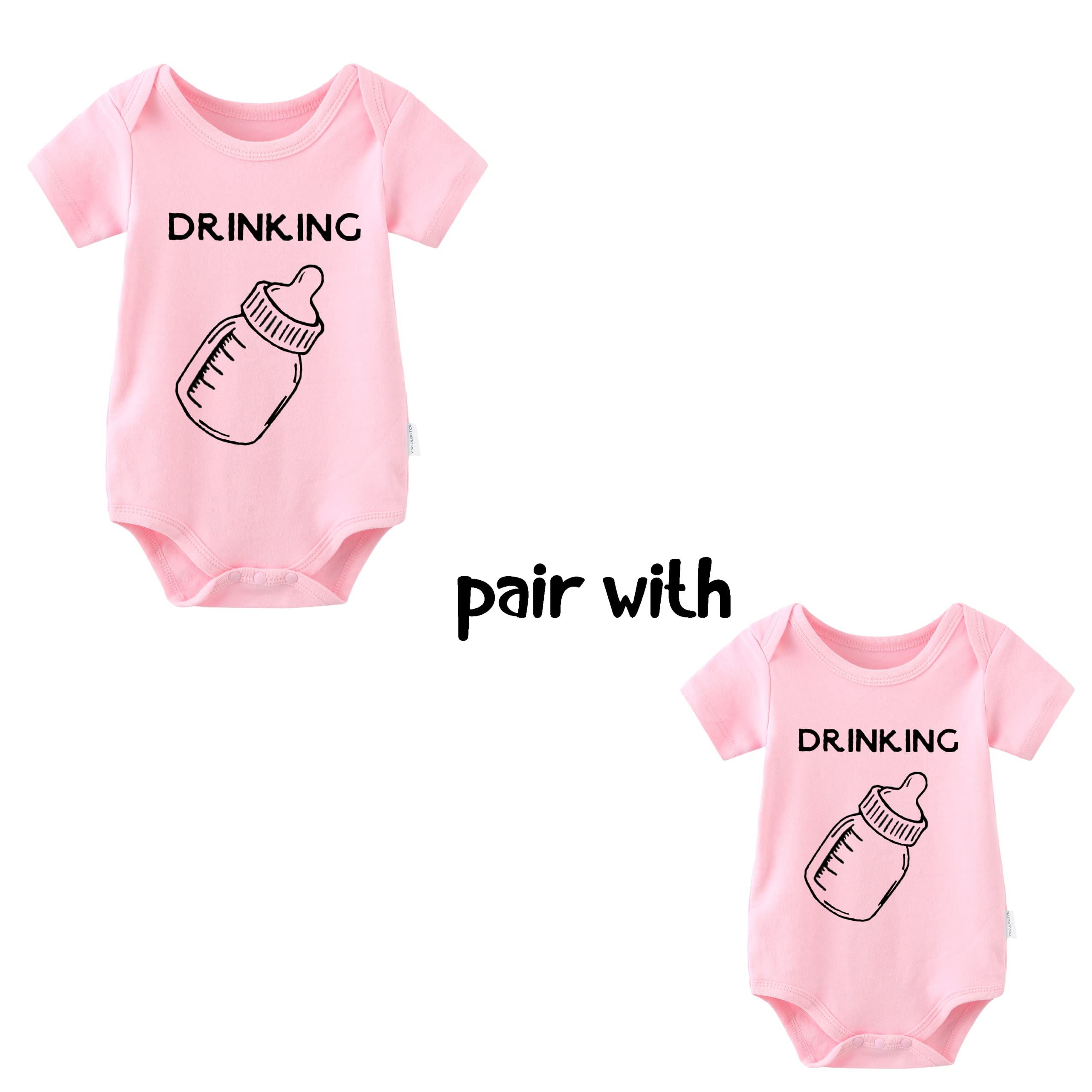 YSCULBUTOL Baby Twins Bodysuit Drinking Buddies Baby Twin Romper Boy Outfits Girl Jumpsuits Baby Triplets Set(newest 0-3m)