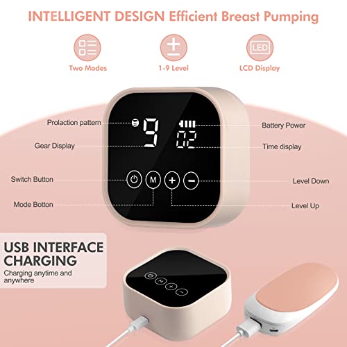 Electric Breast Pump,Double Breast Pump,Electric Double Breast Pump,Used for Home and Travel Breast Pumps,4 Mode & 9 Levels,Come with 28mm Flanges (Pink)