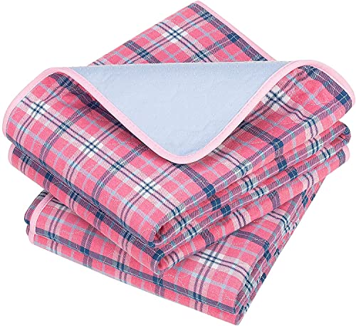OUTCREATOR 2Pack Bed Pads for Incontinence Mattress Protector Anti-Slip Pads (54" x 34") for Toddlers Kids Pets Pee Pads and Machine Washable Absorbency and Leak Proof Edge(Pink)
