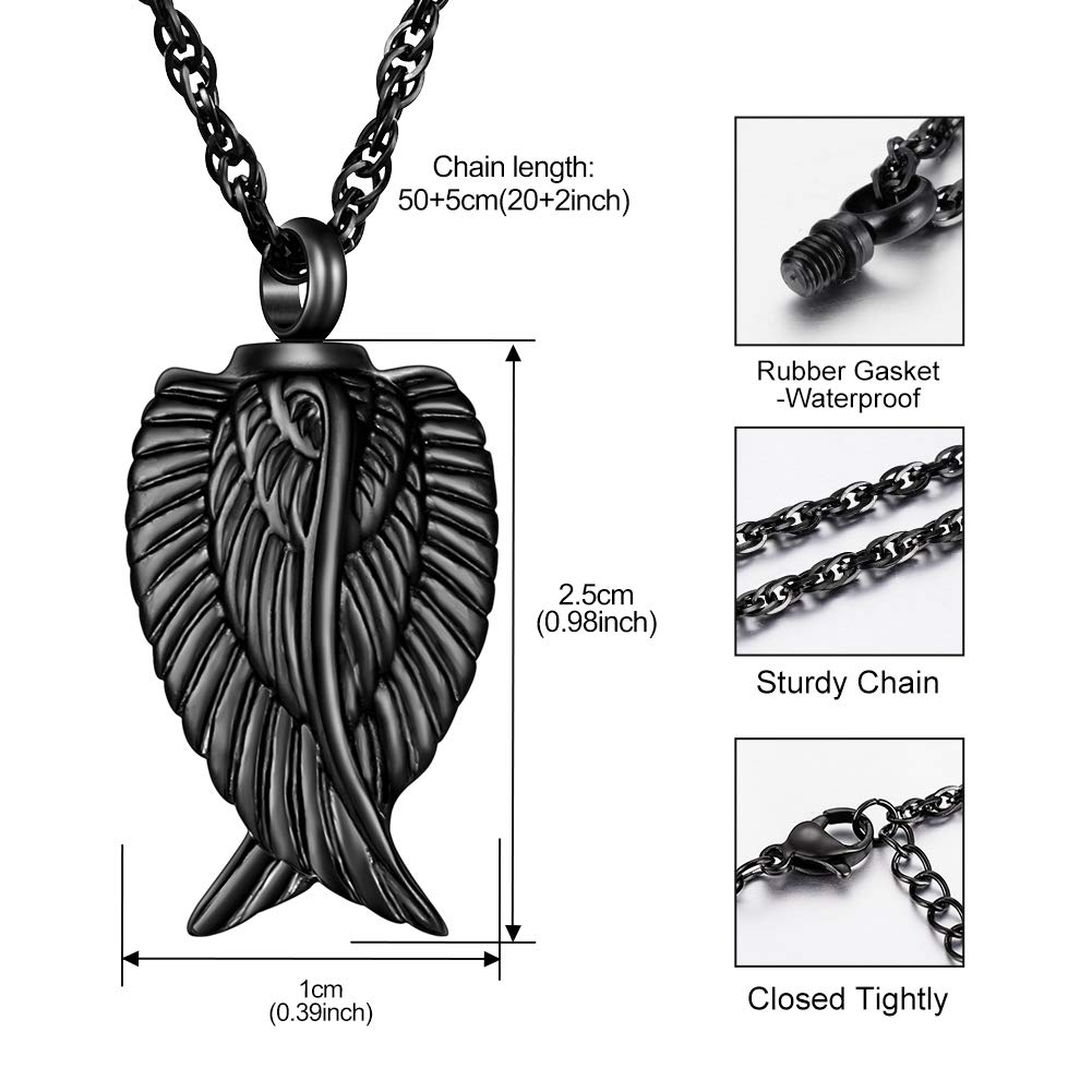 Angel Wing Cremation Necklace for Ashes Stainless Steel Urn Pendant Ashes Holder Memorial Jewelry