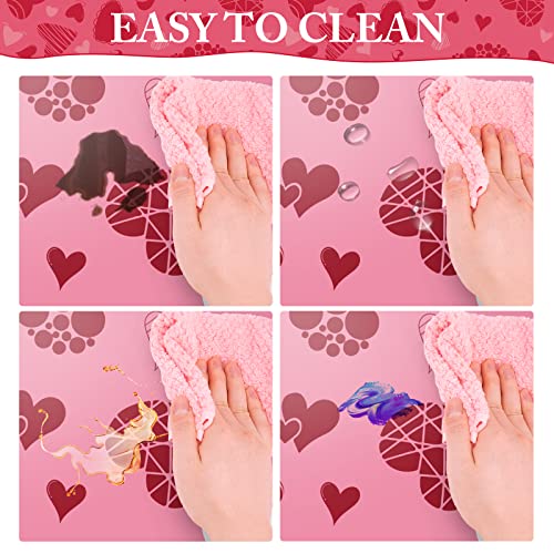 CAKKA Valentines Day Tablecloth Plastic 54x108 Inch, 2Pack Disposable Pink Heart Tablecloth, Rectangle Valentine Table Cloth Table Cover for Valentineās Day Wedding Decor Decoration