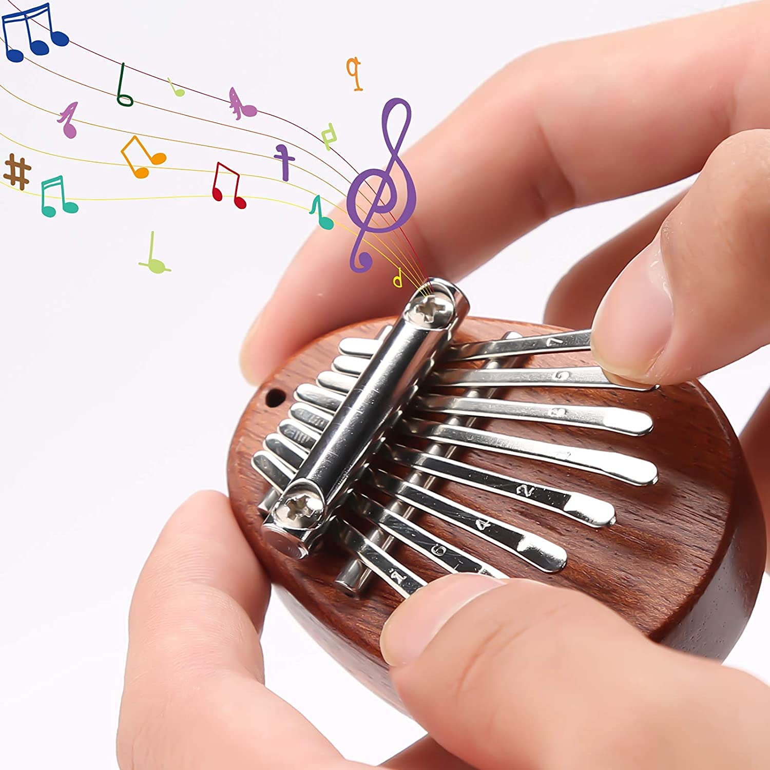 AIEX 8 Keys Mini Kalimba Thumb Piano with Lanyard Pocket Thumb Piano Portable Mbira Finger Piano Gift for Children Adults Beginners