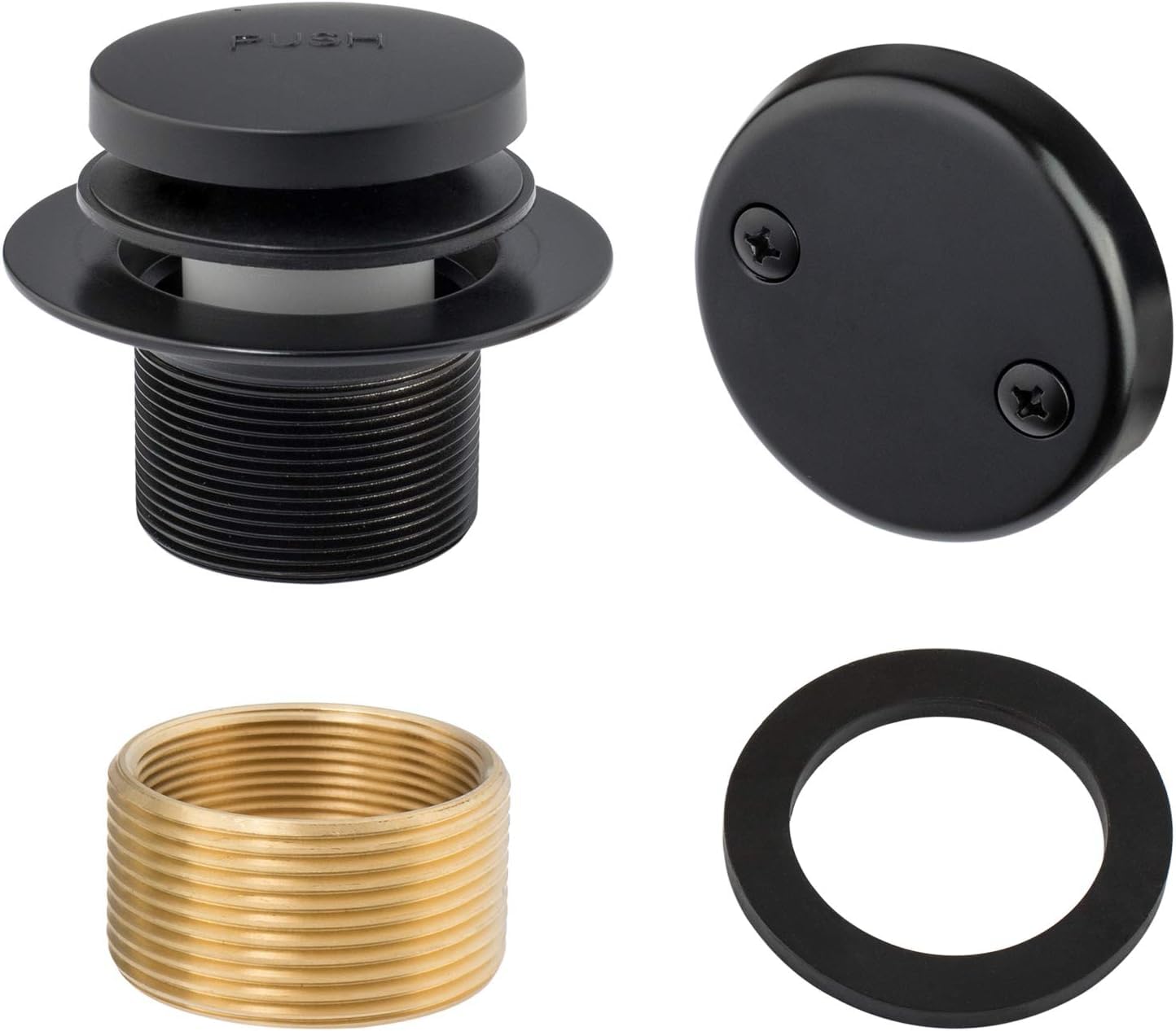 Bathtub Drain Stopper - Bath Tub Drain Plug with Hair Catcher Basket, Matte Black