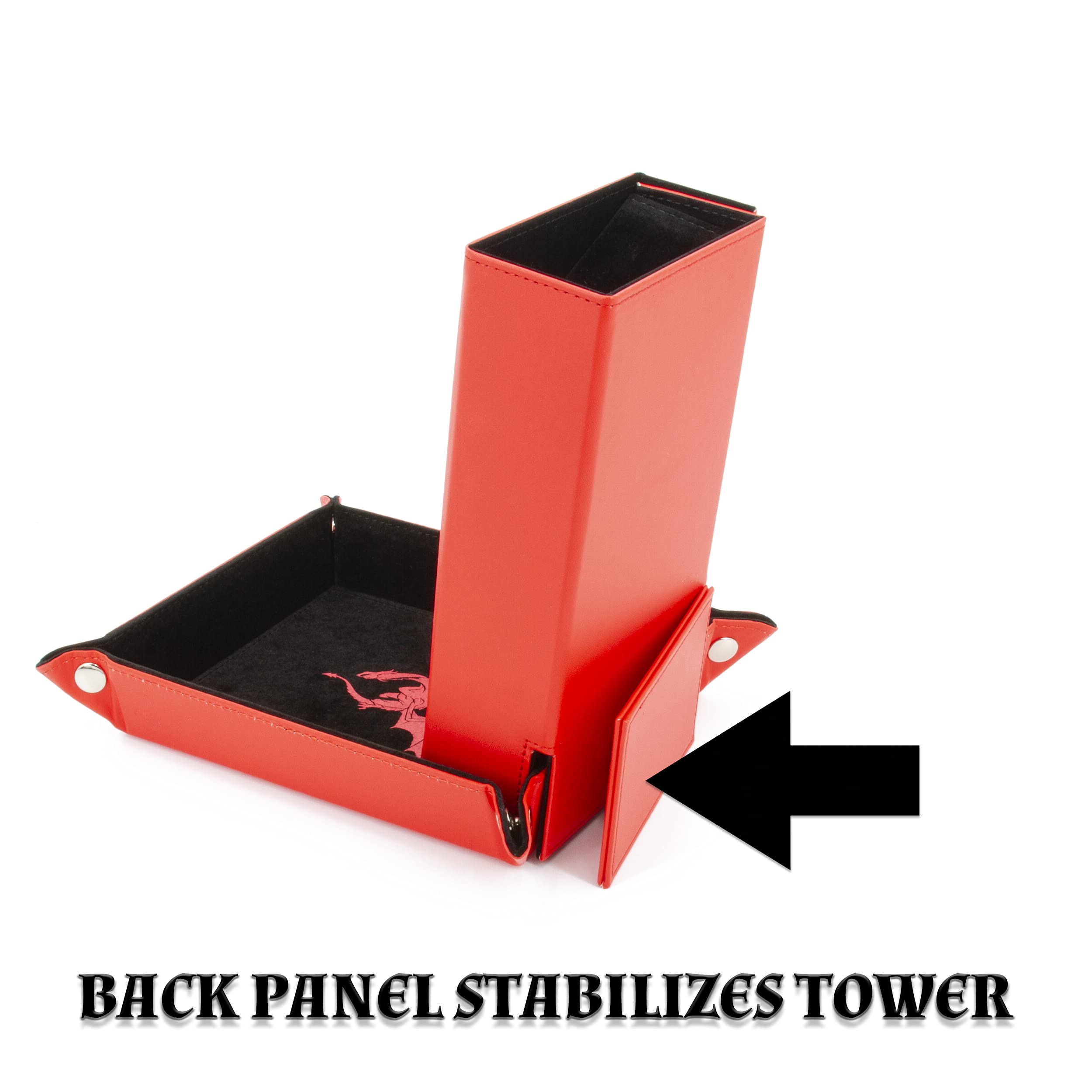 CASEMATIX Portable Dice Tower and Tray Set with Non-Scratch Felt Interior - Folding 8" Auto Dice Roller Dice Rolling Tower forRandom Dice Rolling with Board Games, D&D and RPGs