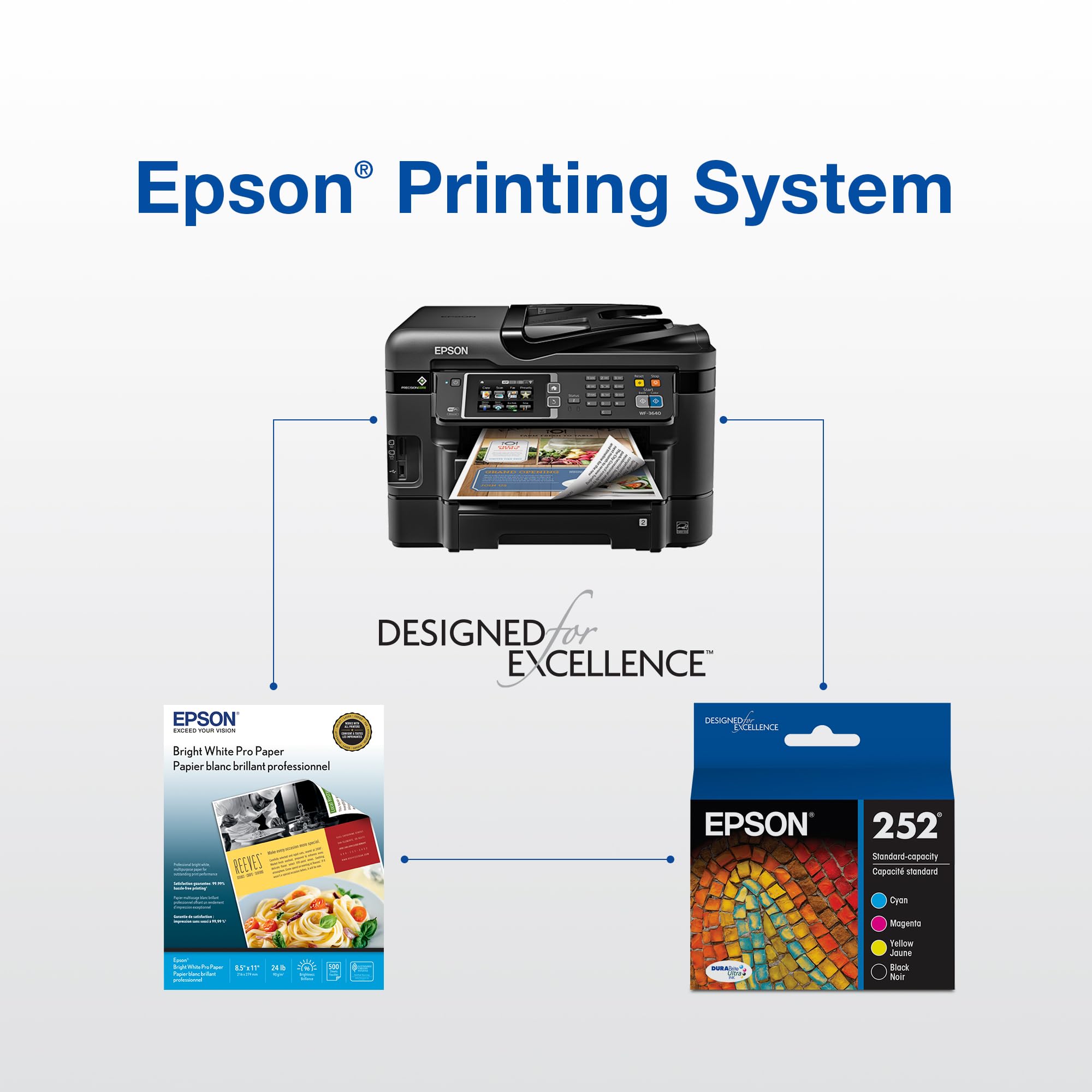 EPSON 252 DURABrite Ultra Ink High Capacity Cyan Cartridge (T252XL220-S) Works with WorkForce WF-3620, WF-3640, WF-7110, WF-7610, WF-7620, WF-7710, WF-7720, WF-7210