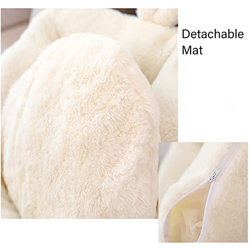Calming Dog Bed,Cat Sofa Nest Thick Breathable Warm Comfortable Soft Rabbit Ears Design Sense Kitty House Winter Puppy Mat Anti Anxiety Cats Cave Beds Pet Supplies (White)