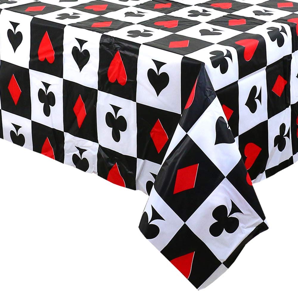 Casino Poker Game Themed Birthday Party Decorations -Plastic Table Cover for Arts & Crafts, Poker Party Supplies for Las Vegas Theme Casino Party Game (2)